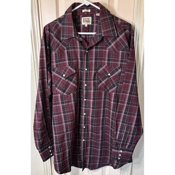 Ely Cattleman | Shirts | Ely Cattleman Mens Xlt Plaid Pearl Snap Long ...